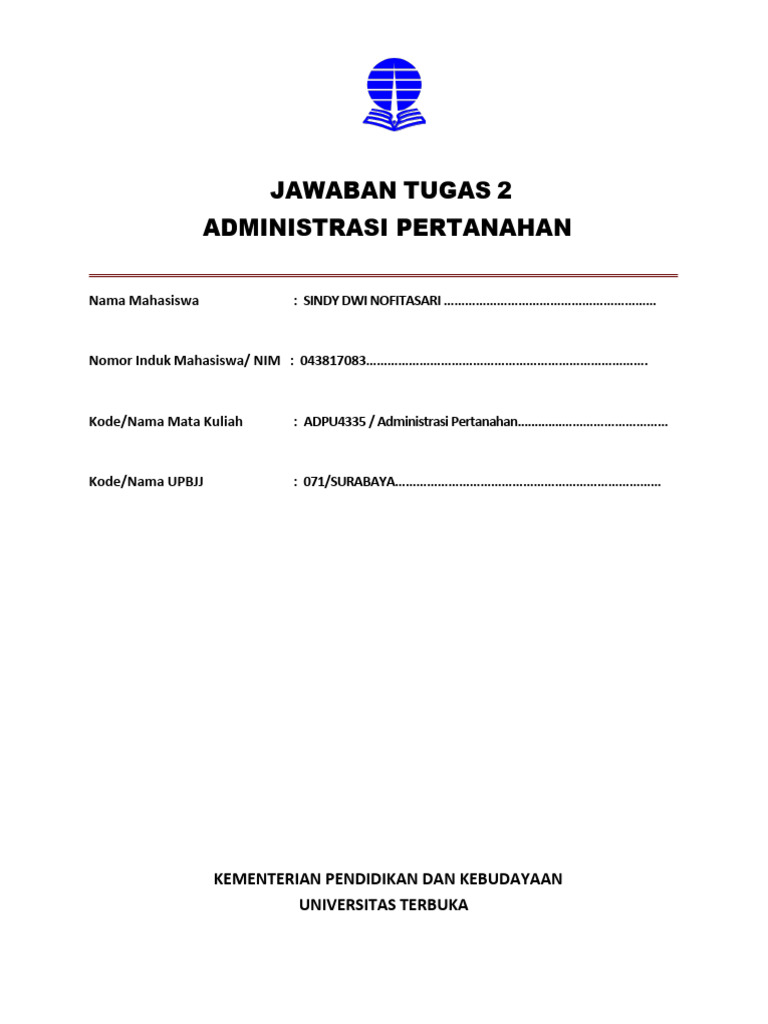 Tugas 2 Administrasi Pertanahan | PDF