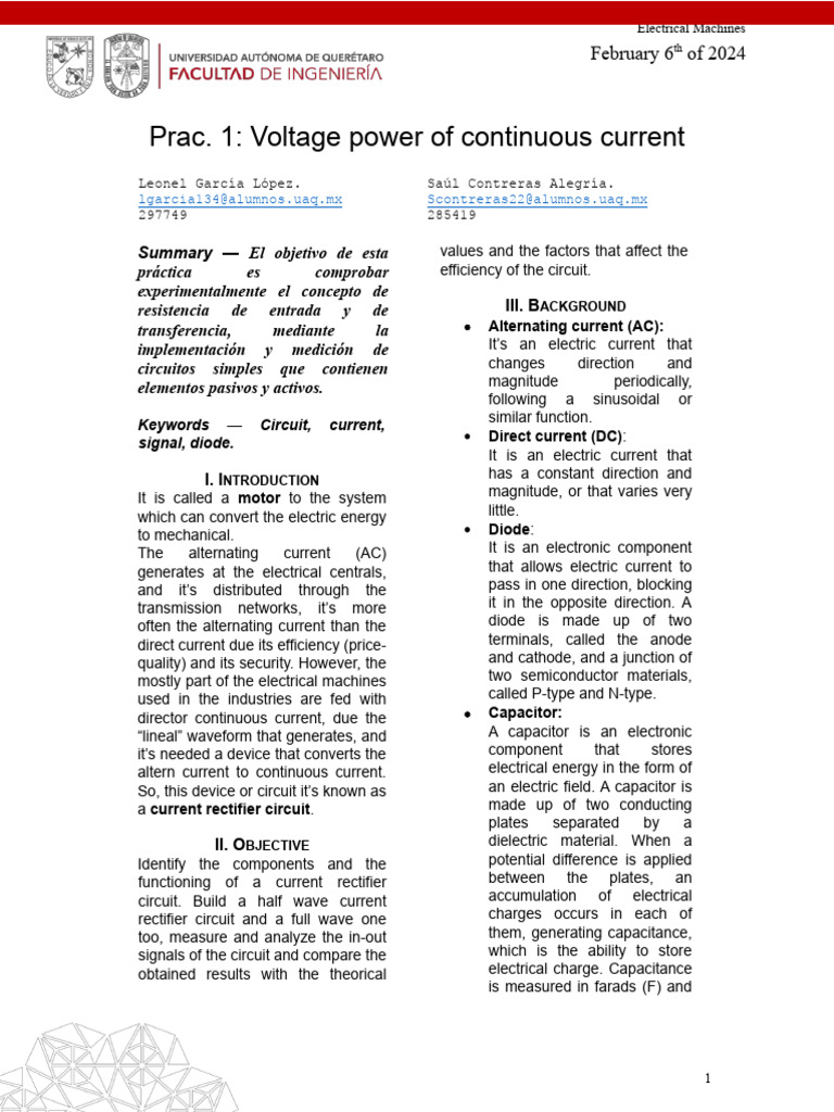 Practica 1 | PDF | Electrical Network | Capacitor