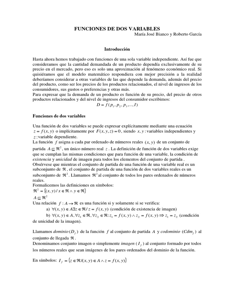 Apoyo Teorico Funciones de Dos Variables - Dominio - Representación Gráfica de Funciones de Dos ...