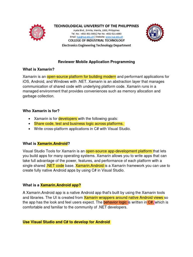 Xamarin Mobile App Development Guide | PDF | Extensible Application Markup Language | Xamarin