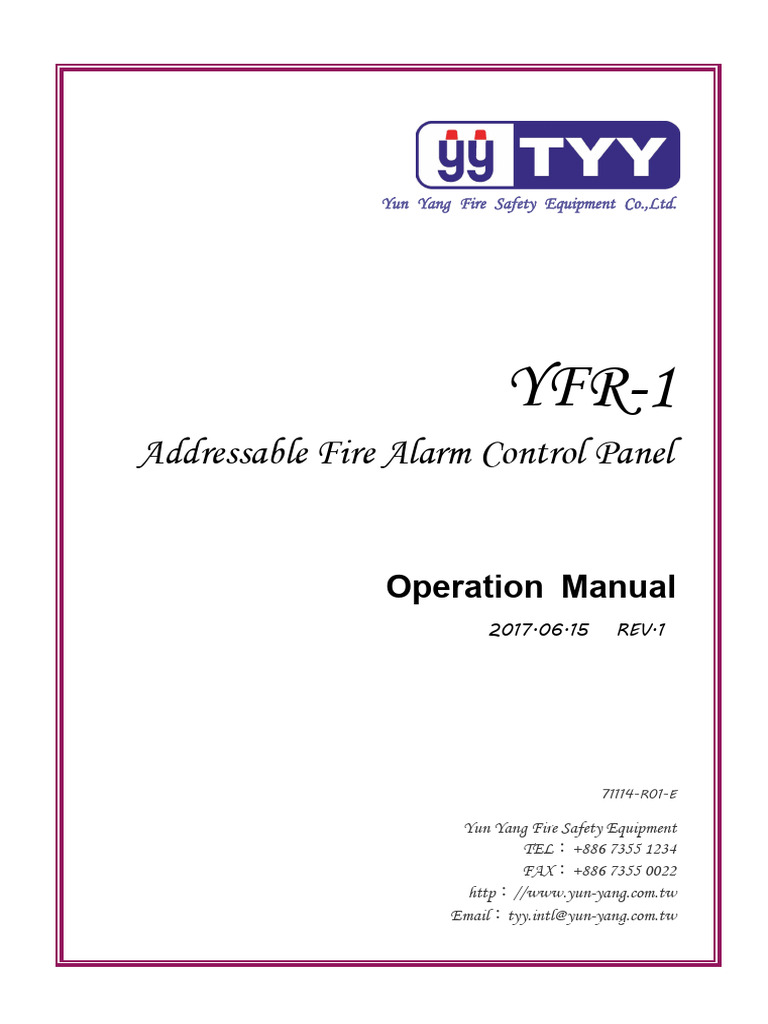 YFR-1 Addressable Fire Alarm Control Panel Manual Book | PDF ...