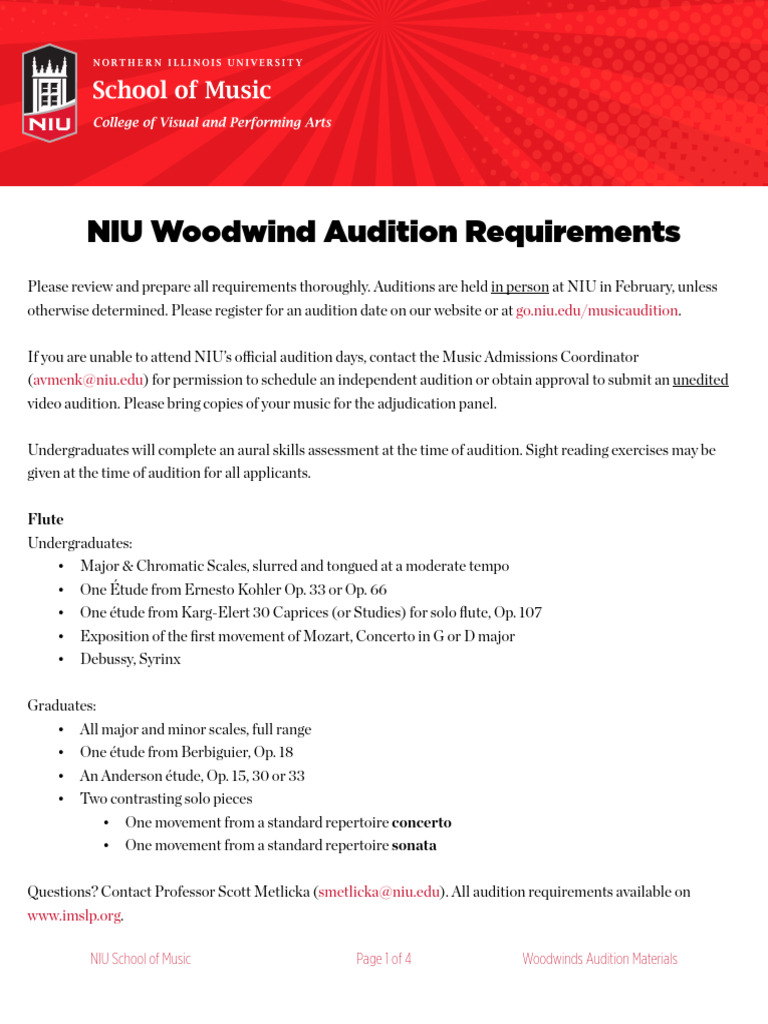 NIU Northern Illinois University | PDF | Concerto | Audition