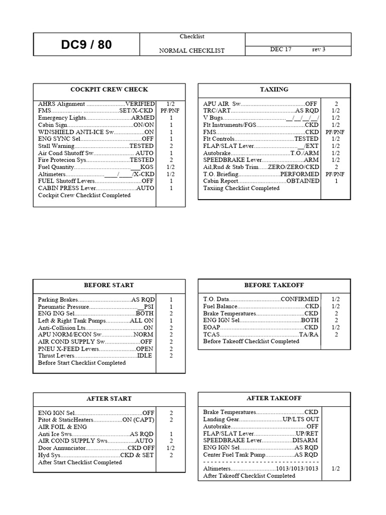 Normal Checklist | PDF | Aircraft | Aviation