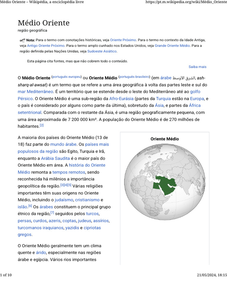 Geografia e Cultura do Oriente Médio | PDF | Oriente Médio