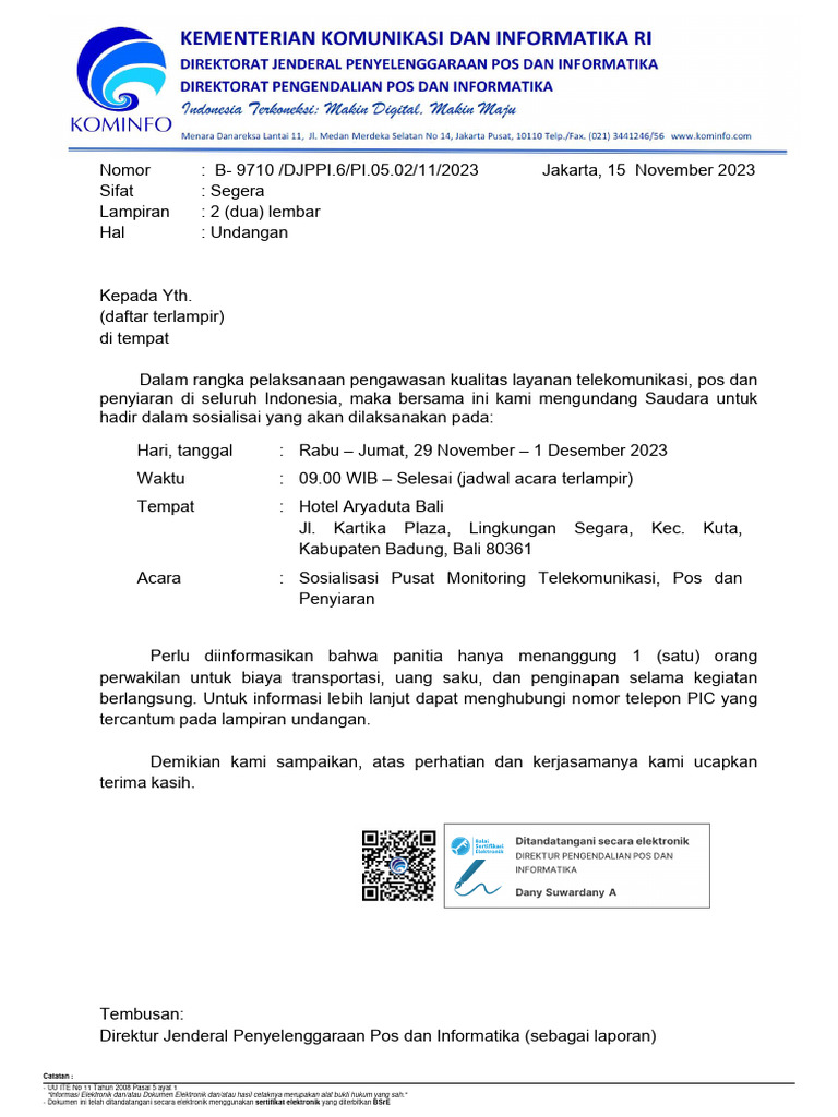 9710 - Undangan SOSIALIASI SIGMON ZONA 3 - BALI-rev | PDF