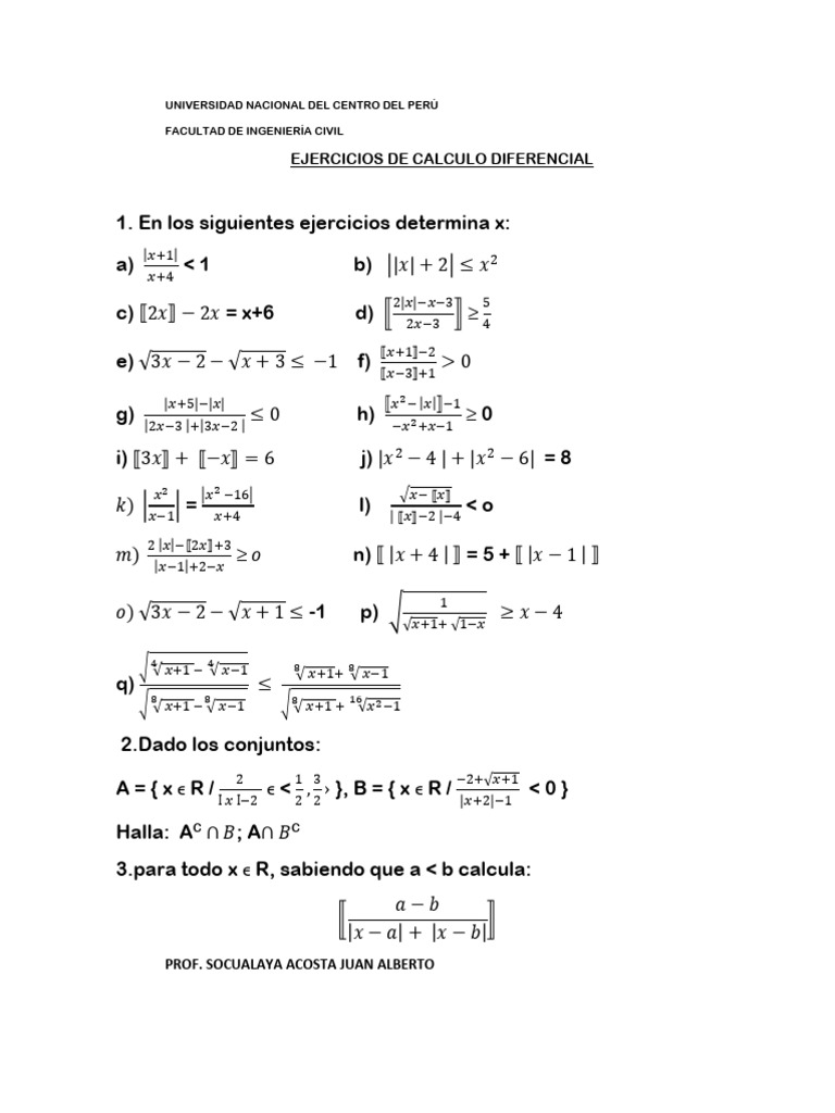 Ejercicios de Números Reales | PDF