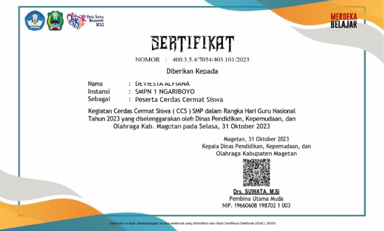 Sertifikat CCS Kab.Magetan Tahun 2023 | PDF