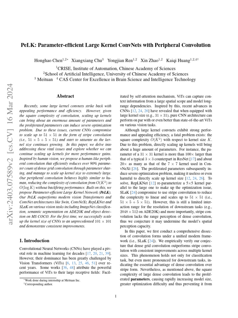 Chen 等 - 2024 - PeLK Parameter-efficient Large Kernel ConvNets with Peripheral Convolution | PDF ...