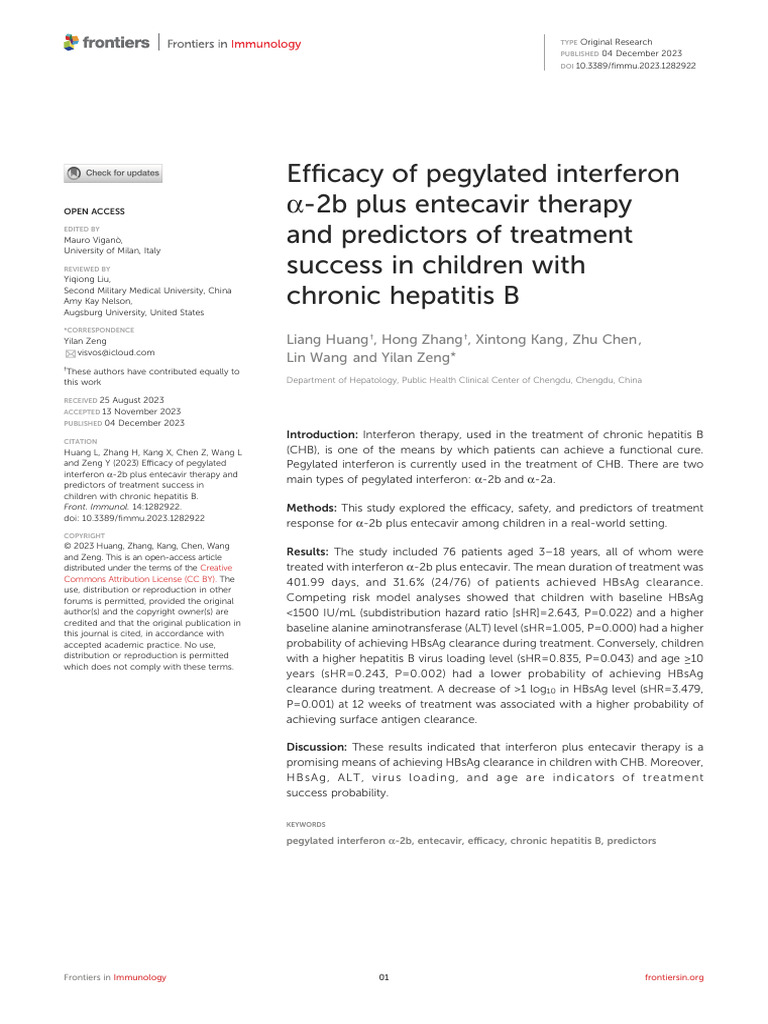 Ef Cacy of Pegylated Interferon | PDF | Interferon | Hepatitis