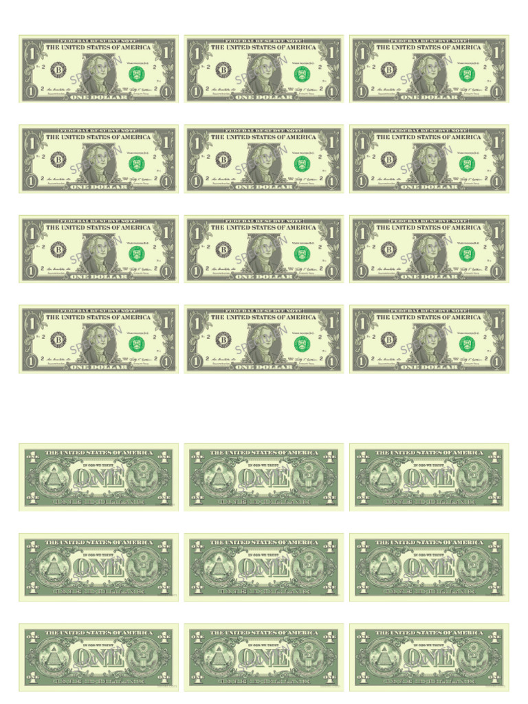 Printable Play Money 1 Bill | PDF