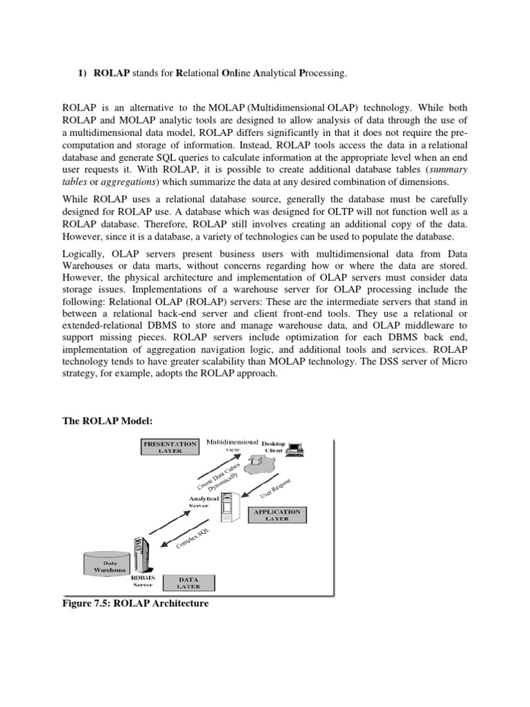 1) ROLAP Stands For Relational Online Analytical Processing | PDF ...