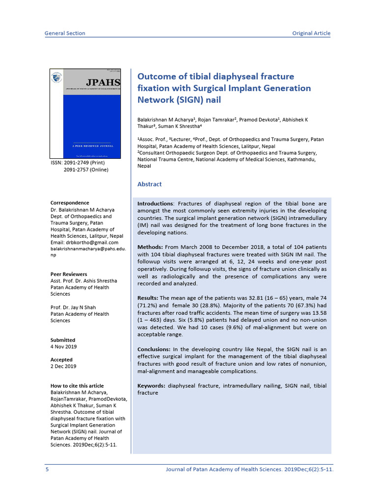 SIGN Nailing Tibia Fracture | Download Free PDF | Orthopedic Surgery ...