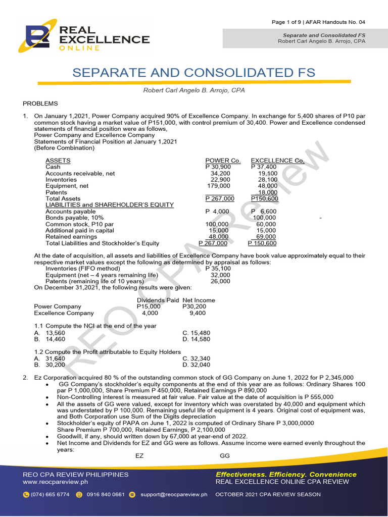 Consolidation of Financial Statements Guide | PDF | Dividend ...