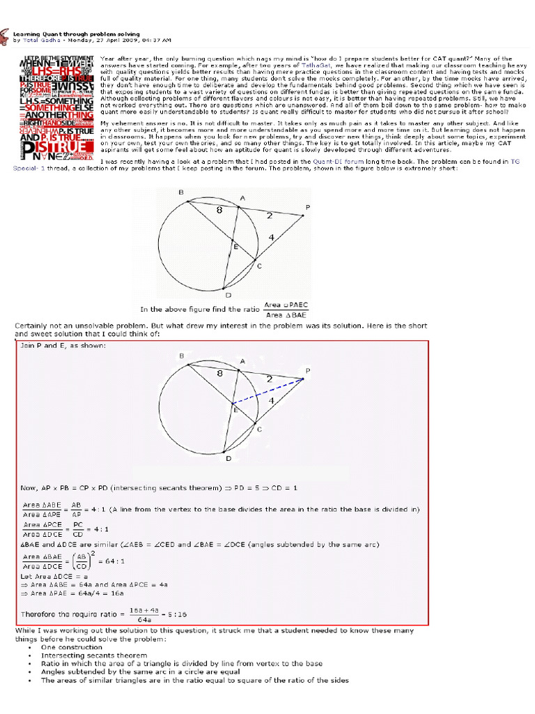Learning Quant Through Problem Solving | PDF