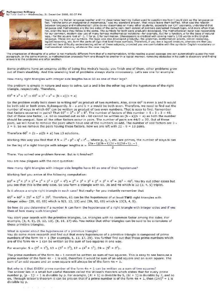 Pythagorean Soliloquy | PDF