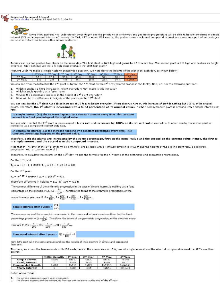 Simple and Compound Interest | PDF