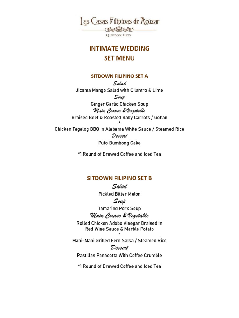INTIMATE WEDDING SET MENU | Download Free PDF | Chinese Cuisine ...