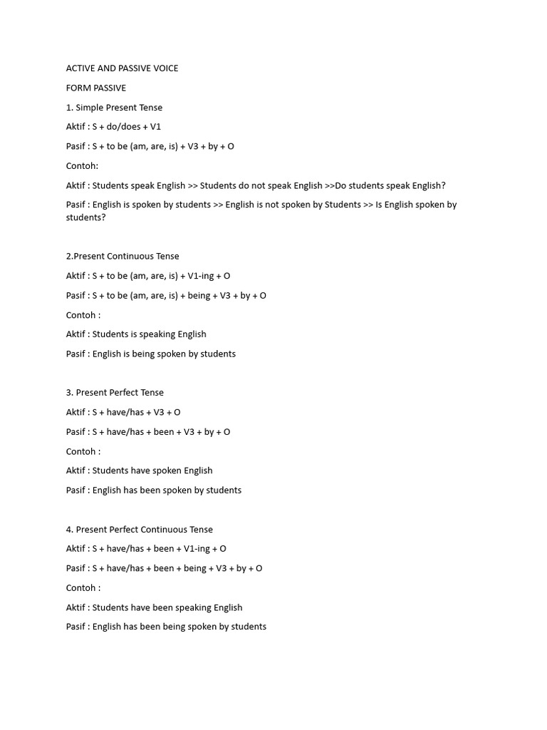 ACTIVE AND PASSIVE VOICE.docx | PDF | Grammatical Tense | English Language