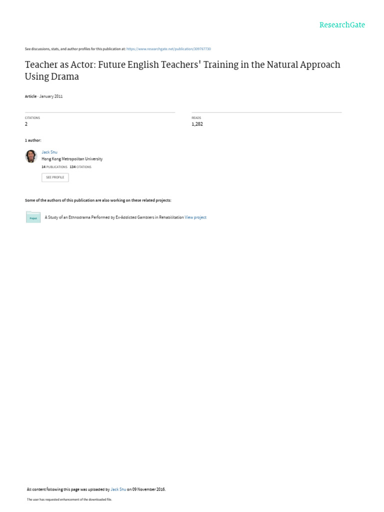 Drama in English Teacher Training | PDF | Second Language Acquisition ...