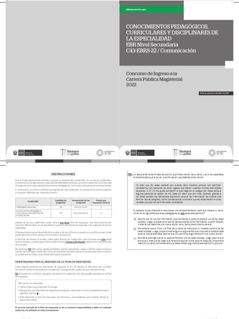 C43 Ebrs 22 Secundaria Comunicacion F2 | PDF | Evaluación | España