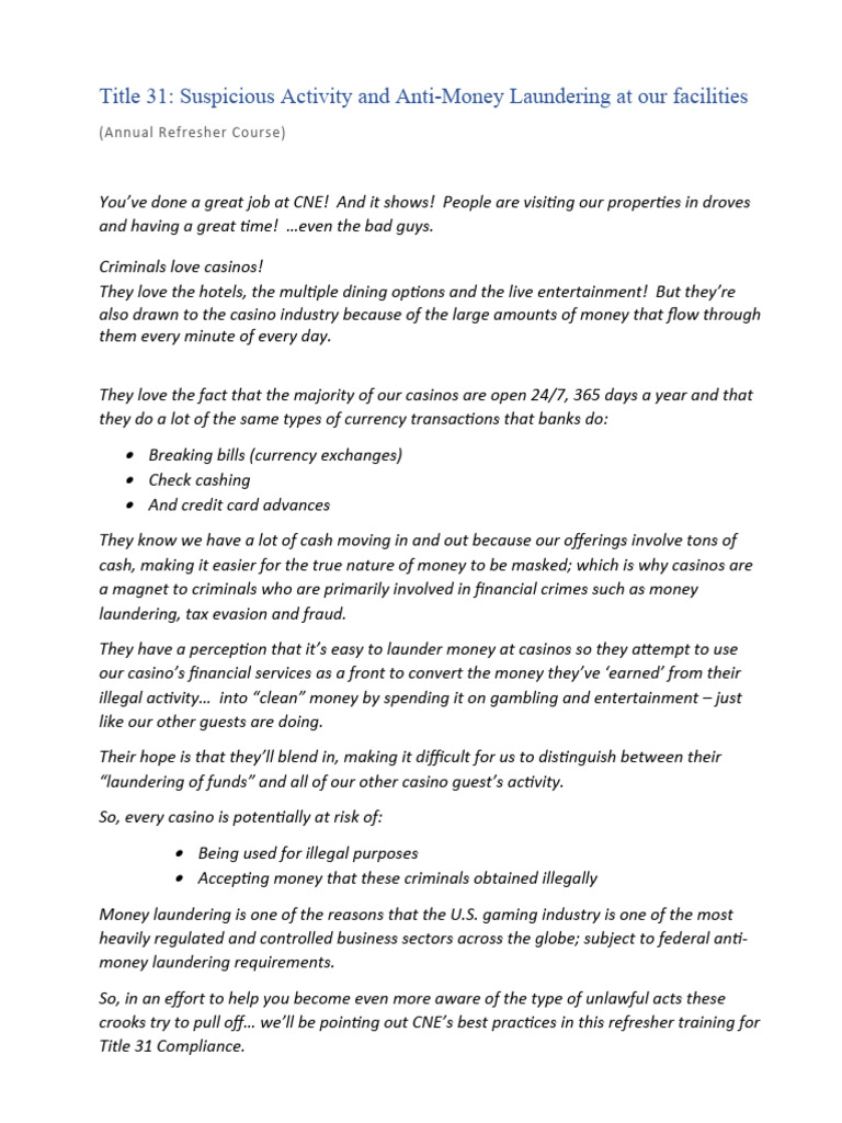 V3 Proposed Structure and General Script 042324 | PDF | Money Laundering | Regulatory Compliance