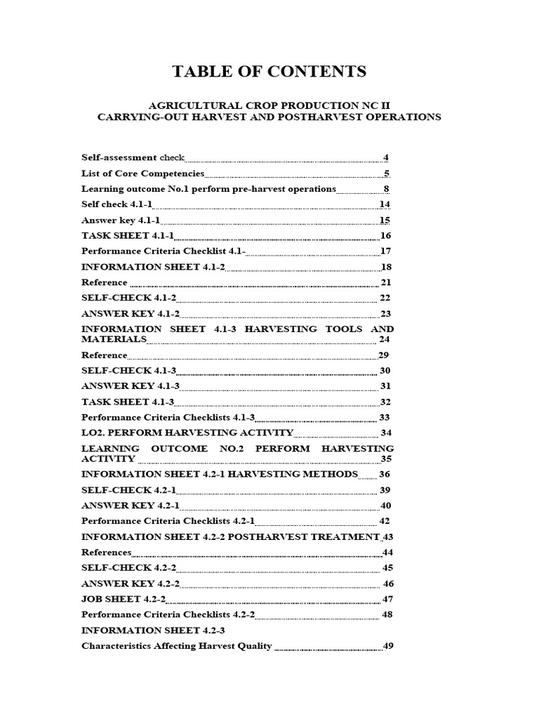 Table of Contents | PDF | Postharvest | Agriculture