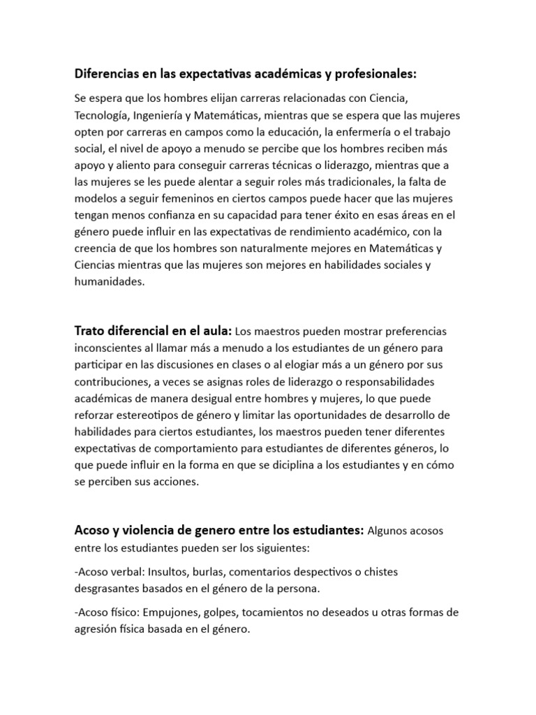 Diferencias en Las Expectativas Académicas y Profesionales | PDF ...