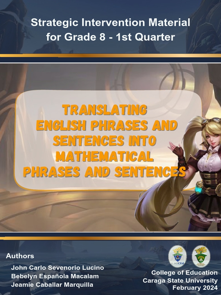 Translating English Phrases and Sentences Into Mathematical Phrases and ...