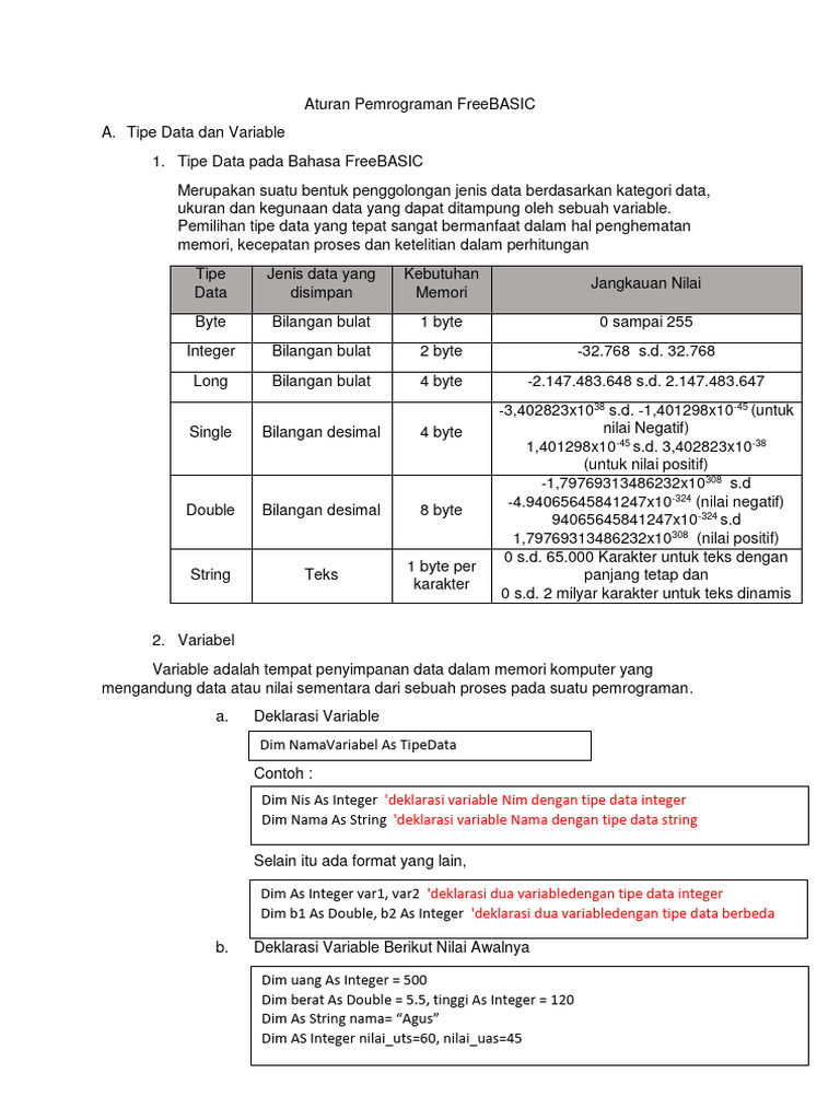 KD 4 Aturan Pemrograman FreeBASIC | PDF | Komputer