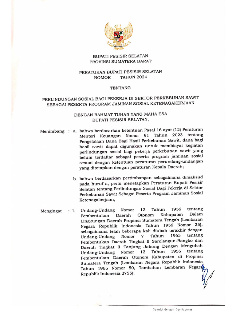 Draft Perbub DBH Sawit ACC | PDF