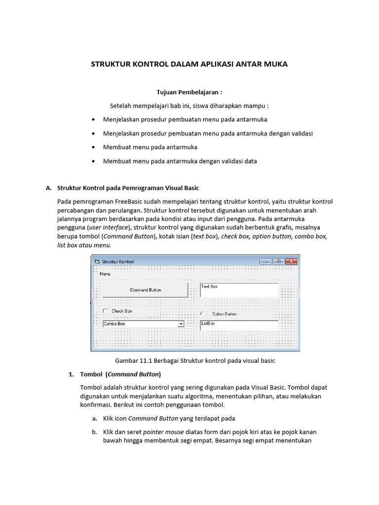 Struktur Kontrol Antarmuka Visual Basic | PDF | Teknologi & Rekayasa