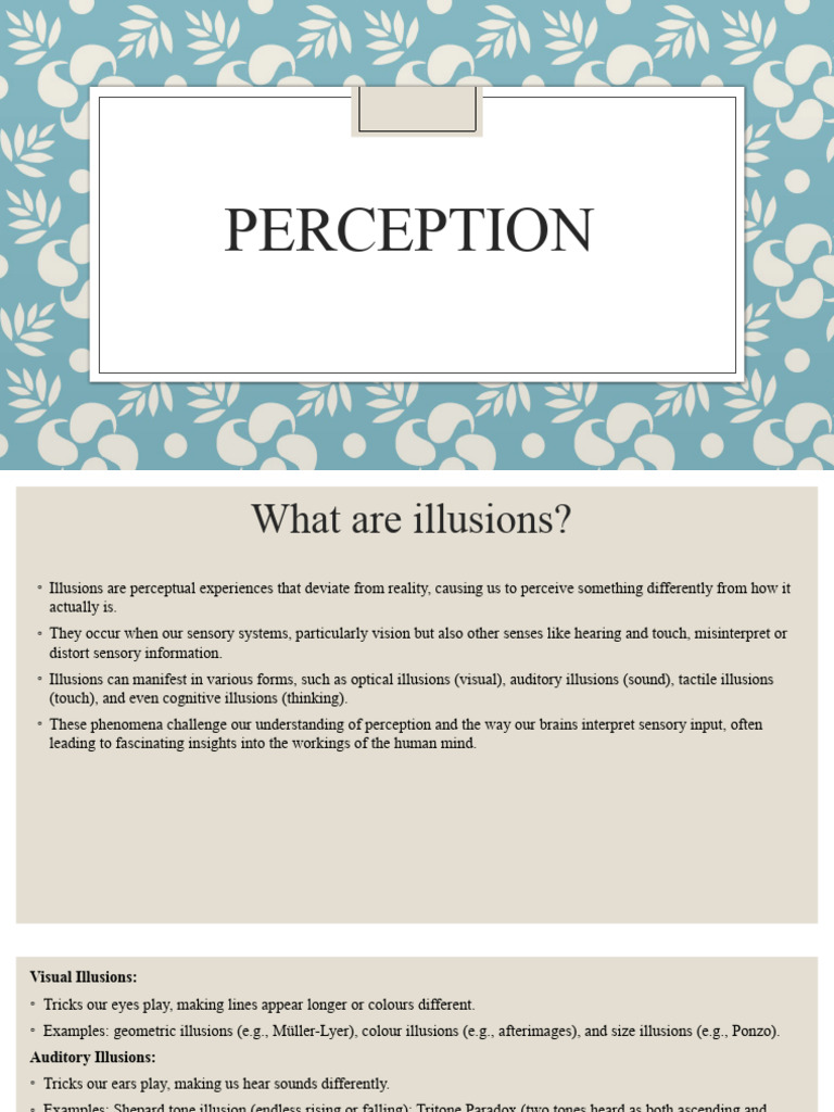 Perception Lecture 2 | PDF | Illusion | Perception