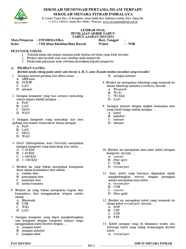 Kelas 8 Pat 2023-2024 | PDF
