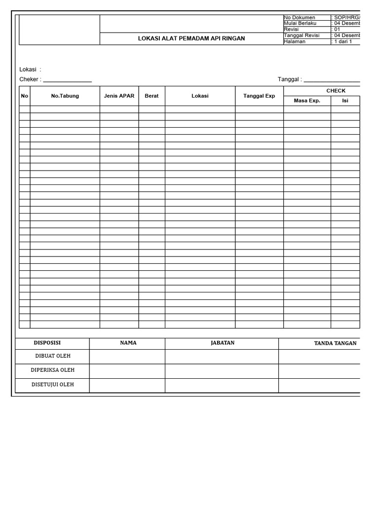Form Penempatan APAR | PDF