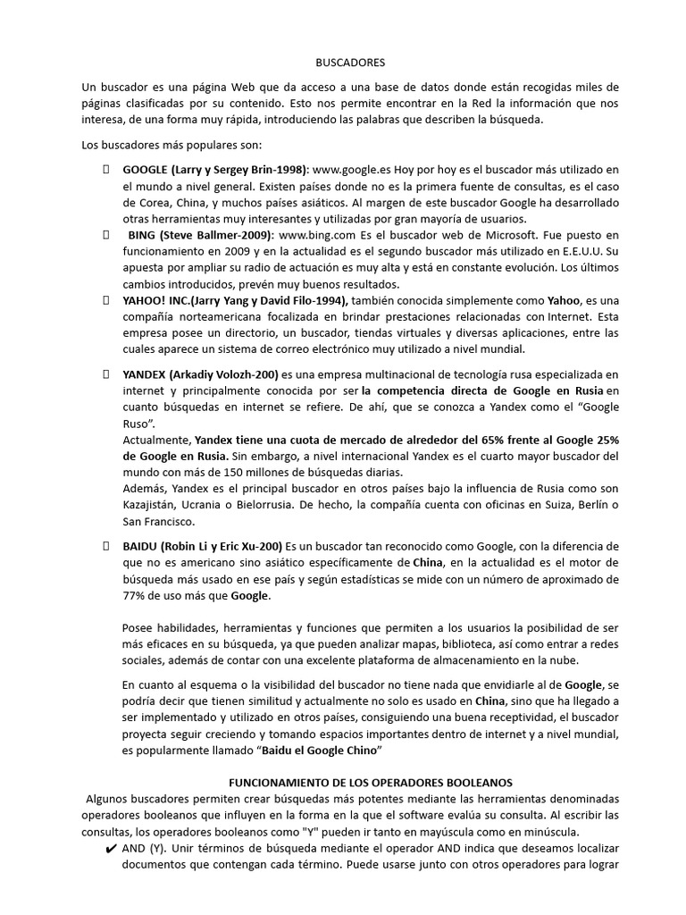 Informatica AP Buscadores | PDF | Internet | Yahoo!