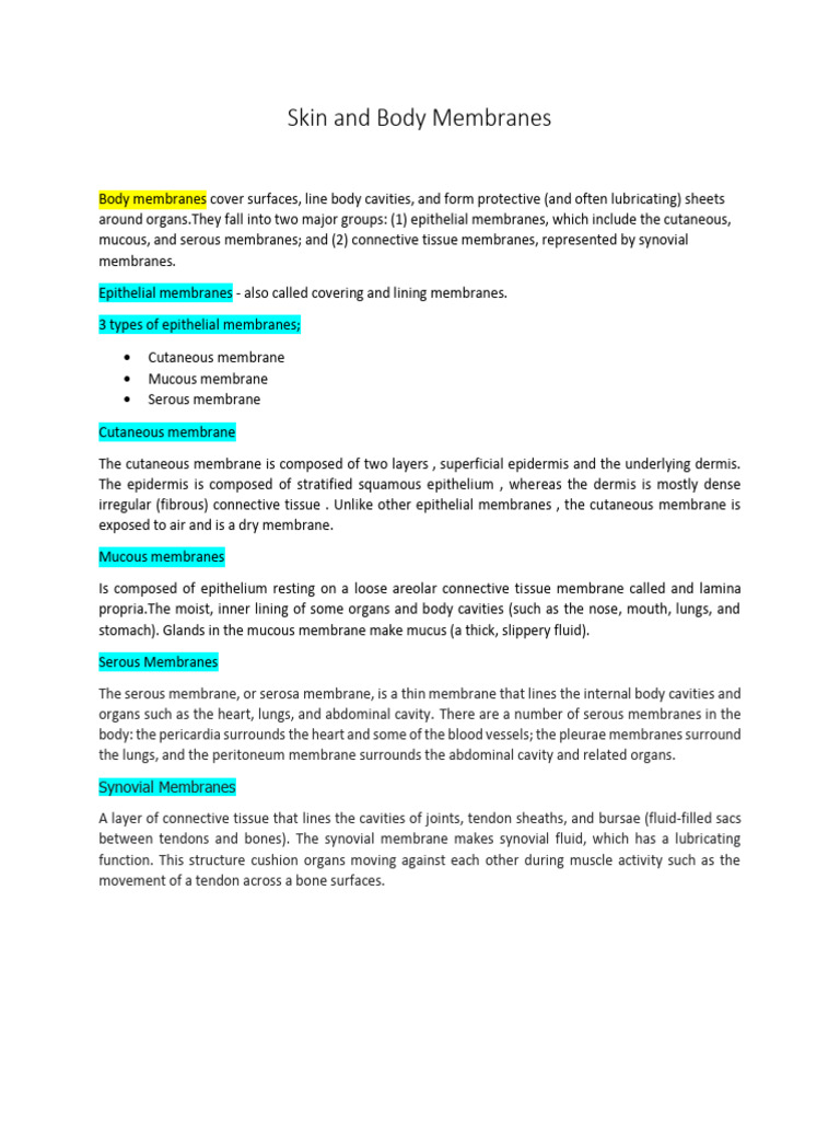 Skin and Body Membranes (Reviewer) | PDF | Skin | Skin Cancer