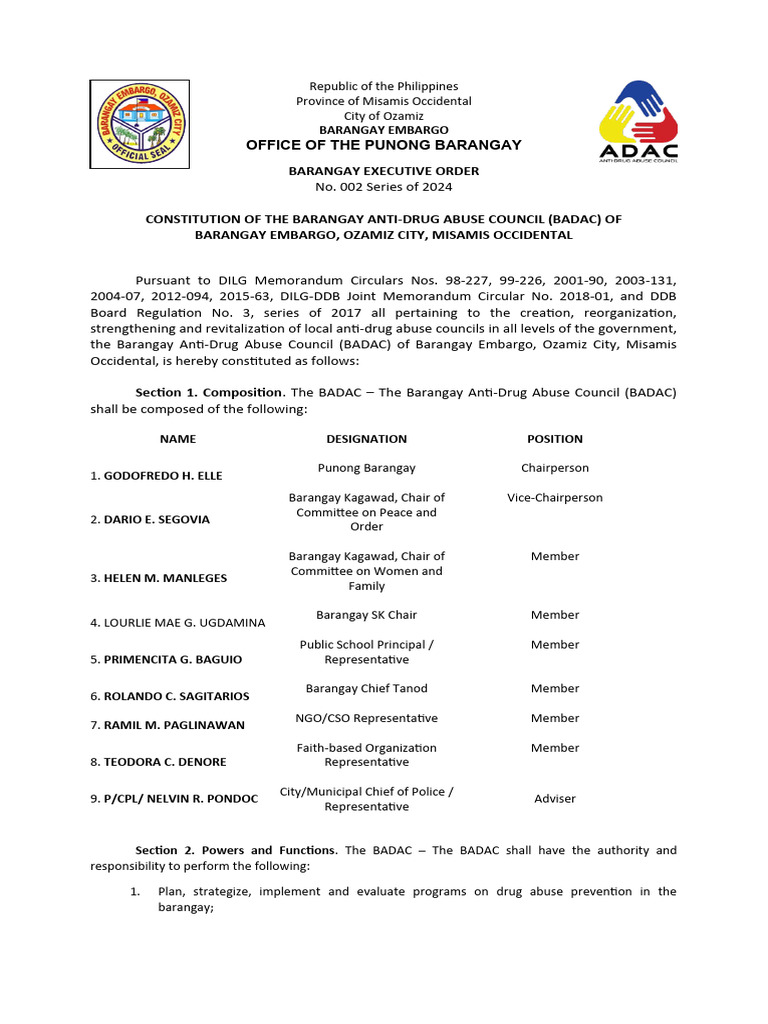 2.BADAC-Executive-Order No. 2 s. 2024 | PDF