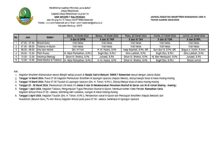 Jadwal SmartTren 2024 | PDF