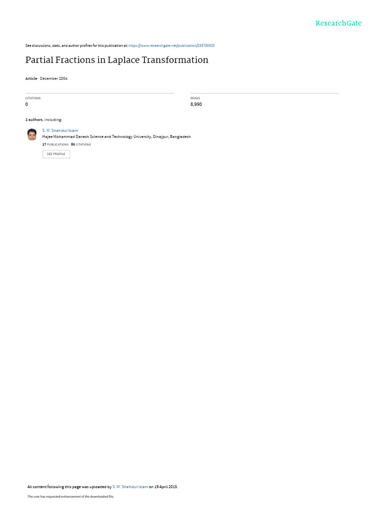 Partial Fractions Laplace Transform | PDF | Functions And Mappings ...