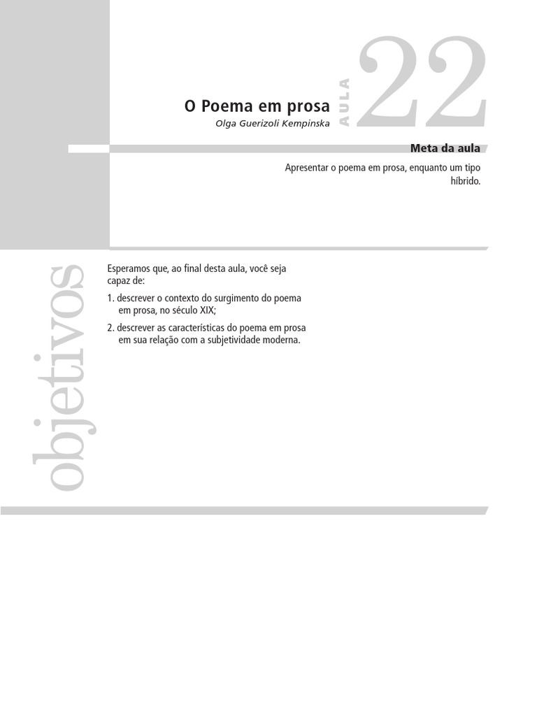 Aula 22 | PDF | Poesia | Prosa