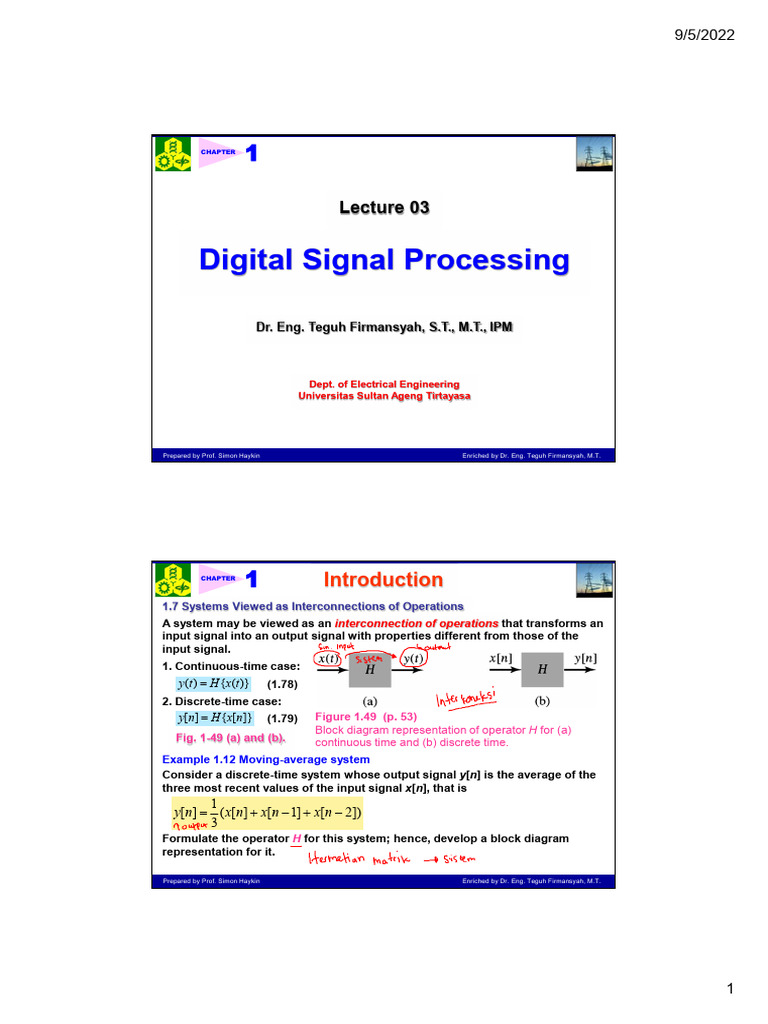 Digital Signal Processing Concepts | PDF | Discrete Time And Continuous ...