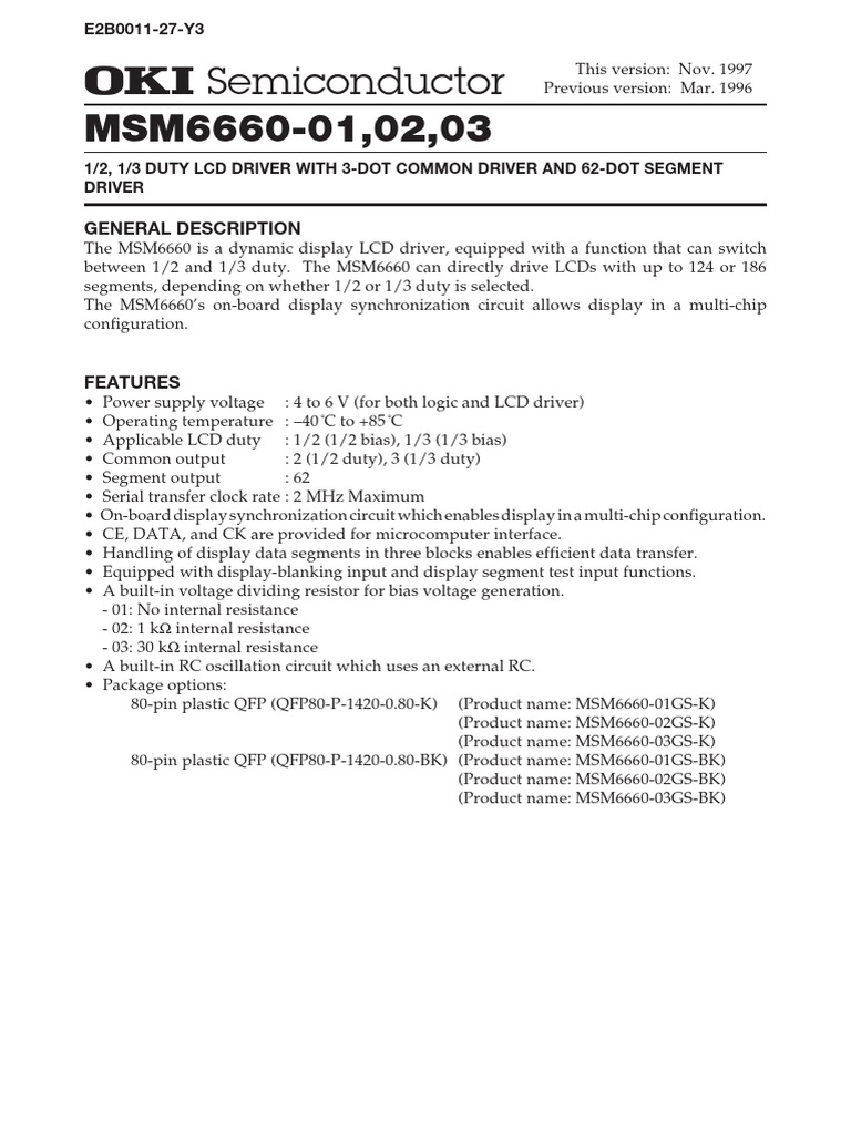 Datasheet - HK msm6660-01 253028 | PDF | Electrical Resistance And ...