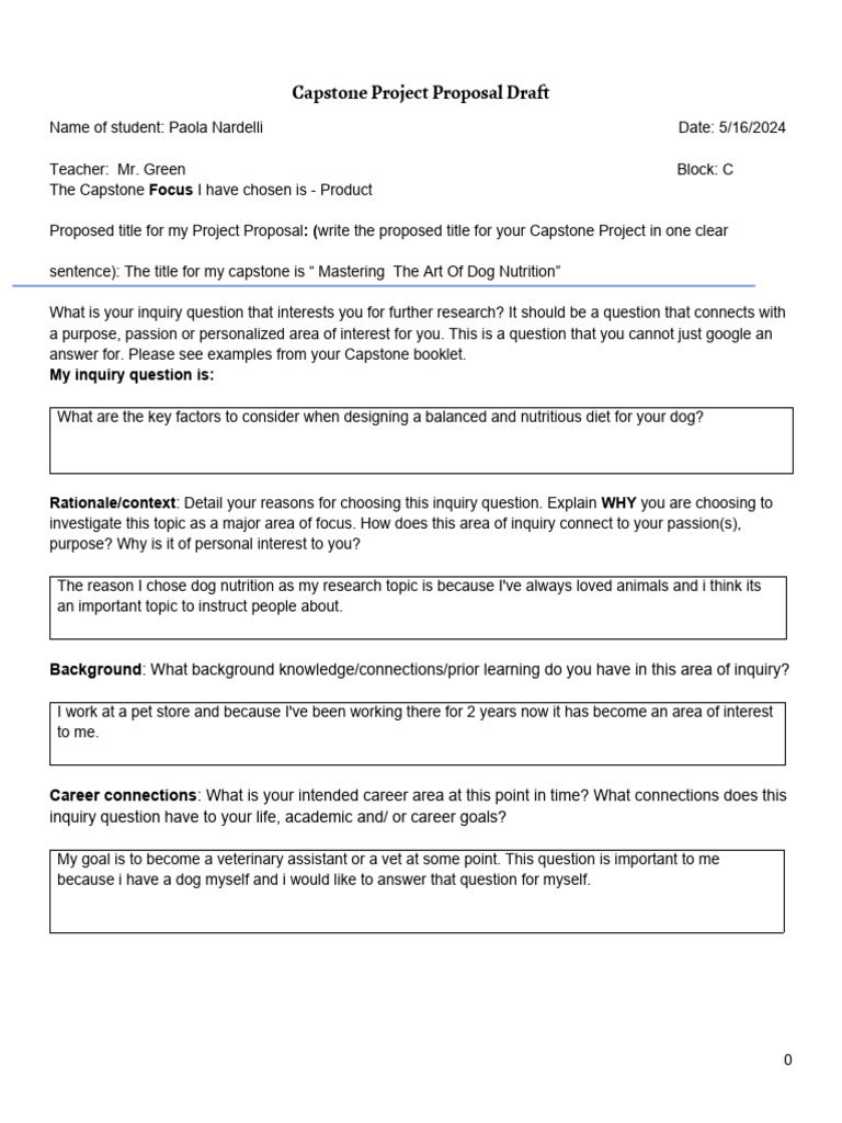 Edited - Capstone Project Proposal Draft Stud | PDF | Dog Food | Mentorship