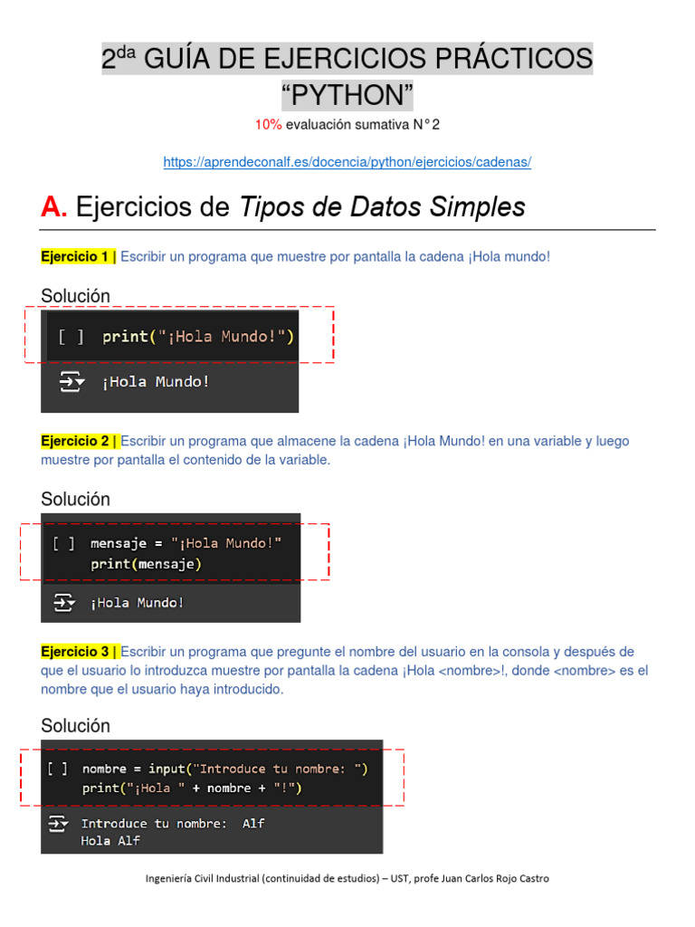 2daGUÍA EJERCICIOS PYTHON (10%) | PDF | Algoritmos | Caso de carta