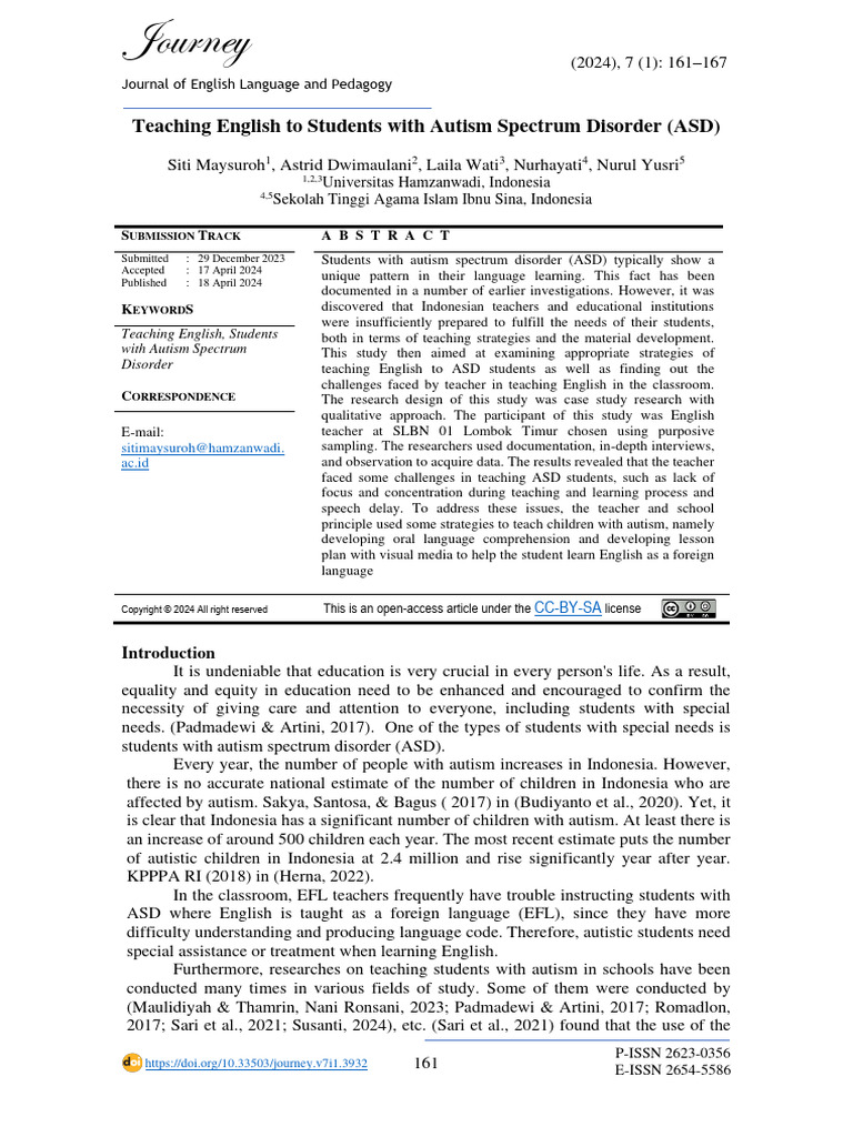 Teaching English To Students With Autism Spectrum Disorder ASD | PDF ...