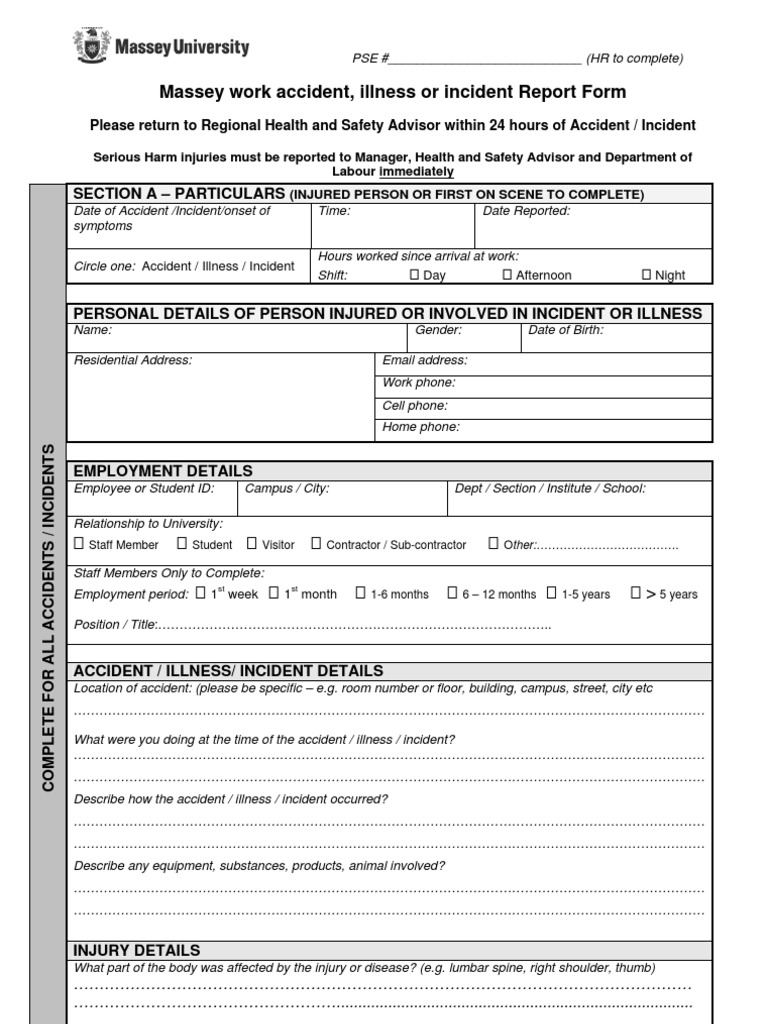 Daycare Accident Report Form | PDF | Occupational Safety And Health ...