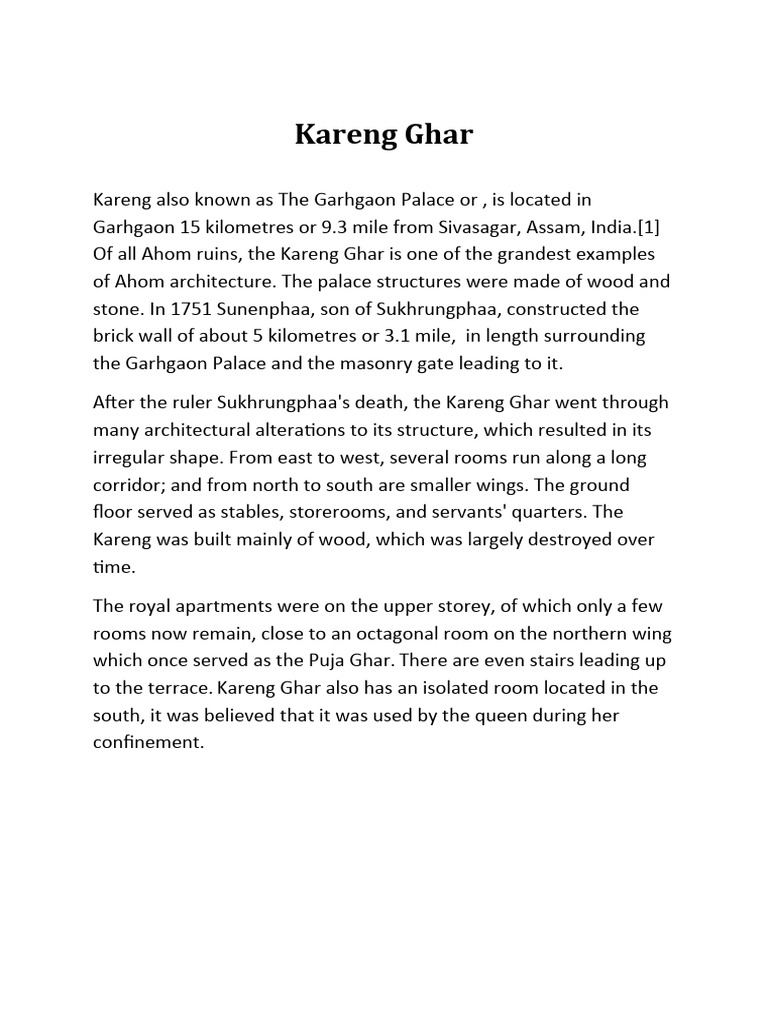 History of Kareng Ghar in Assam | PDF