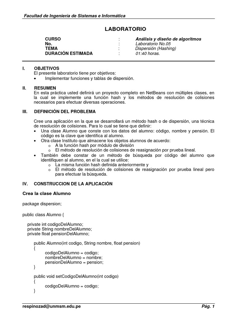 LAB 05 Hashing | PDF | Ingeniería de software | Algoritmos