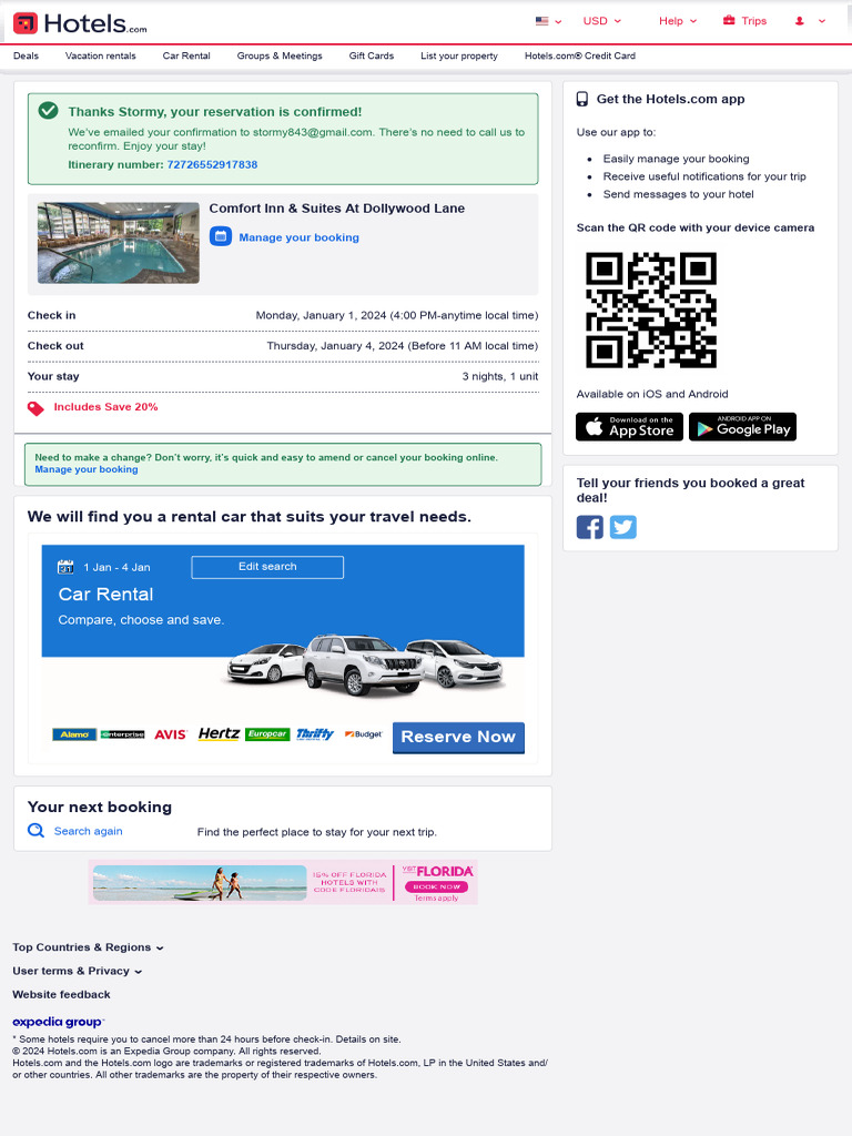 Your Reservation - Comfort Inn & Suites at Dollywood Lane | PDF ...