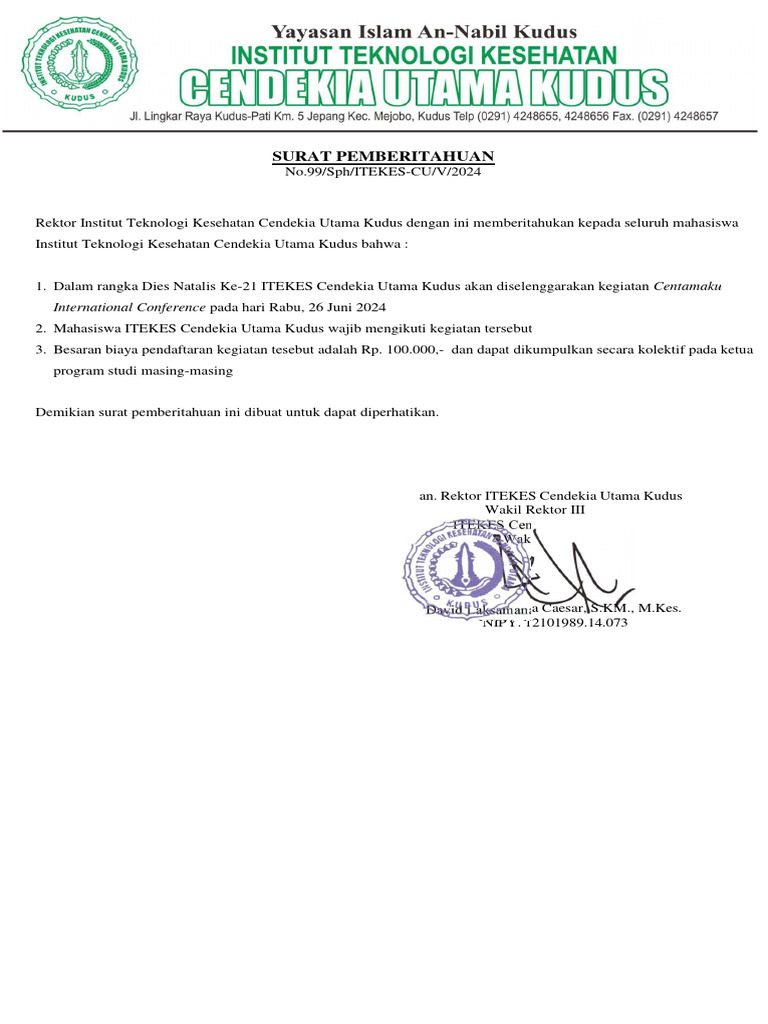 Pemberitahuan CIC 2nd | PDF